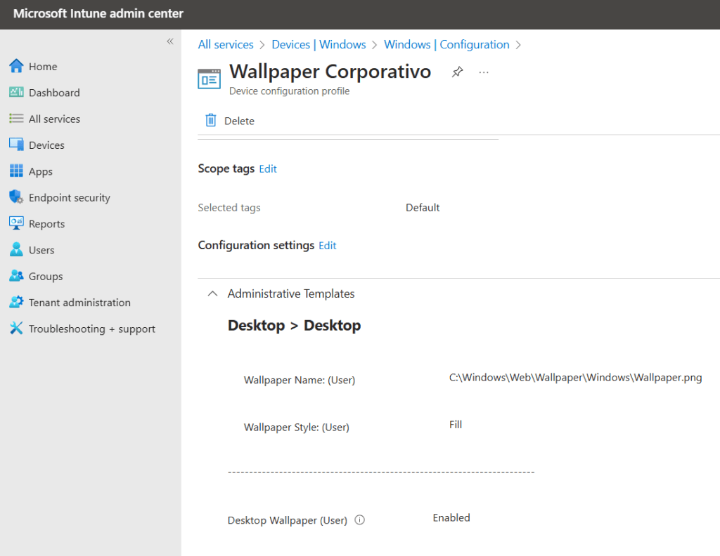 Microsoft Intune - Wallpaper e Lockscreen Windows Pro - Jornada 365