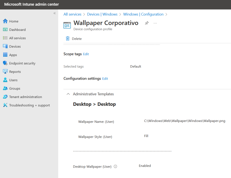 Microsoft Intune - Wallpaper e Lockscreen Windows Pro - Jornada 365
