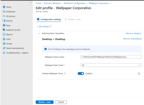 Microsoft Intune - Wallpaper e Lockscreen Windows Pro - Jornada 365